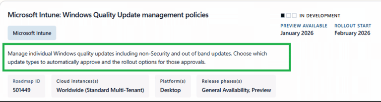 The New Windows Quality Update Management Policies in Intune